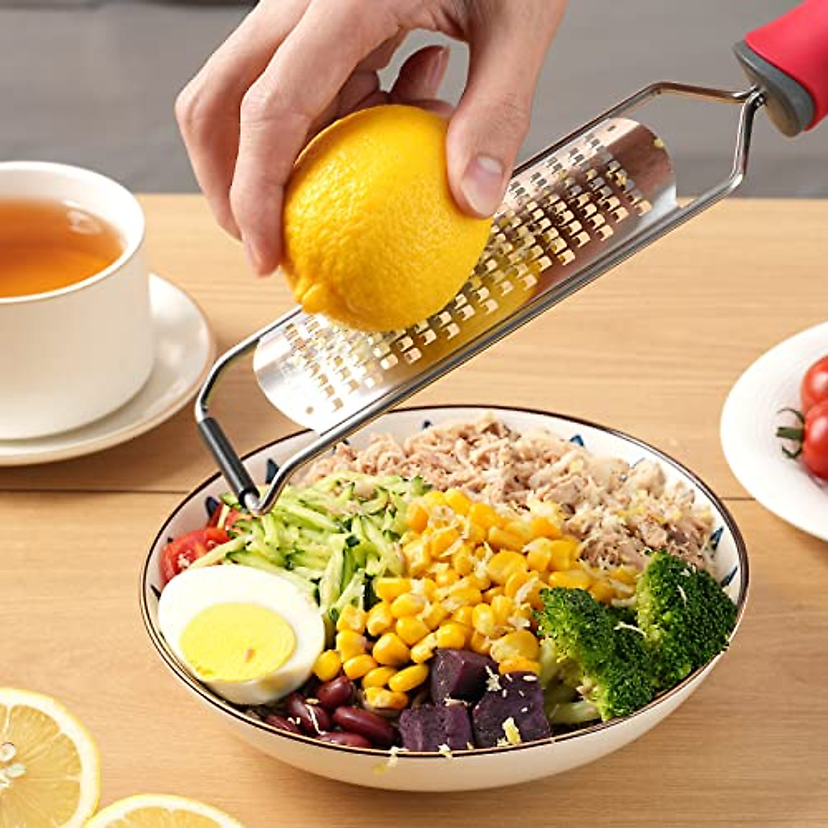 ALLTOP Lemon Zester Grater,Stainless Steel Wide Blade with Handle&Protective Cover for Cheese Citrus Ginger Garlic Nutmeg Chocolate Vegetables Fruits,Pro Kitchen Tool - Medium Fine Shred