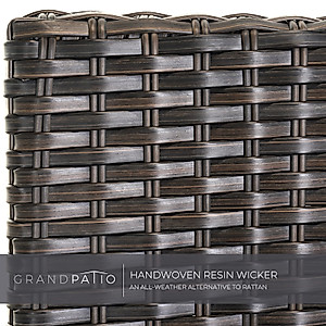 Grand patio Outdoor 3-Piece Aluminum Conversation Furniture Sofa Set Wicker Stationary Rockers with Wood Grain Finish and Coffee Table, Removable Olefin Cushion Dark Brown