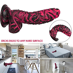 Realistic Thick Dildo 7.16 Inch Adult Toys, Unique Ribbed Monster Big Dildos with Strong Suction Cup for Hands-Free Play, Safe Liquid Silicone Dildo Stimulation Anal Sex Toy for Women, Men and Couples