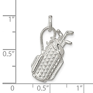 Auriga Fine Jewelry Sterling Silver Golf Bag Charm Pendant (L- 22 mm, W- 13 mm) Gift for Women