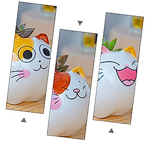 YARNOW Succulent Flower Pot Cat Mini Flower Planter Ceramic Flower Pot Decorative Cactus Planter Animal Bonsai Holder Animal Flower Pot Succulent Bonsai Pot Mini Pots Vase Ceramics Indoor