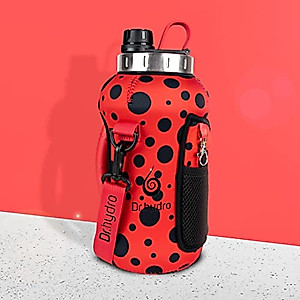 DR.HYDRO Half Gallon Water Bottle with Sleeve Includes Straw & Chug Lid - BPA Free Sports Water Jug | Leakproof Large Water Bottle with Silicone Handle (74 Ounce)