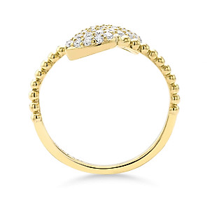 Gem Stone King 18K Yellow Gold Plated Silver Cubic Zirconia Double Love Hearts Open Ring For Women (0.35 Cttw, Available In Size 5, 6, 7, 8, 9)