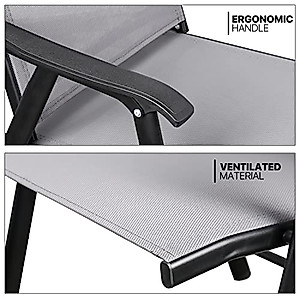 MoNiBloom 3 Piece Patio Bistro Dining Set, 2 Foldable Outdoor Chairs and Round Table w/Tempered Glass Tabletop for Balcony Lawn Garden Backyard