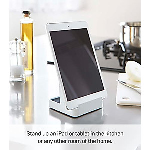 YAMAZAKI Home Ladle Holder - Lid Stand For Utensils In Kitchen, Steel, Water Resistant, No Assembly Req.,White