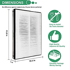 (2) MD1-0022 True HEPA Filter with (4) MD1-0023 Activated Carbon Pre-filter, Compatible with Vornado Air Purifier Model AC300, AC350, AC500, AC550, PCO200, PCO300, PCO375DC, PCO500, PCO575DC