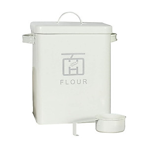 Cabilock Box Flour Bucket Iron White To Rotate Organizer Household