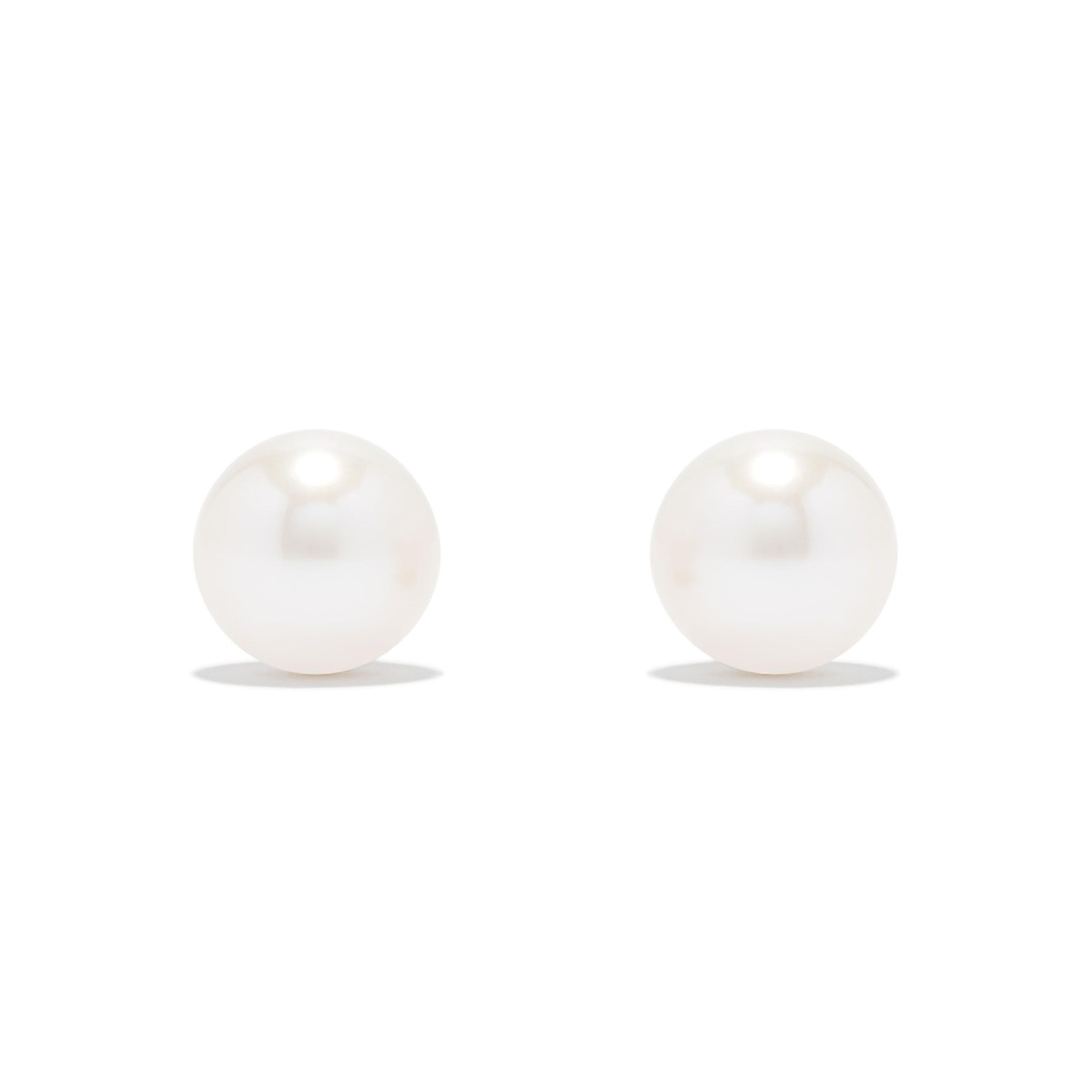 14K Gold AAAA Round White Freshwater Cultured Pearl Classic Bridal Stud Earrings - Choice of Pearl Size (11.0-12.0mm, Yellow Gold)