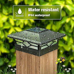 VOLISUN Solar Post Cap Lights Outdoor,Deck Fence Post Cap Lights Solar Powered 6Pack for 4x4/6x6 Wooden/Vinyl,Waterproof Warm/Cool Lighting Black Solar Outdoor LED Post Light for Garden/Patio