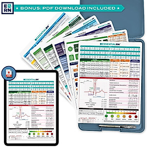 Essential RN Nursing Clipboard with Storage, Cheat Sheets & Pen Light Set -Quality Nursing Clipboard with Nursing & Medical Edition References - Nurse Clipboard Perfect Nursing School Gift (Rose Pink)