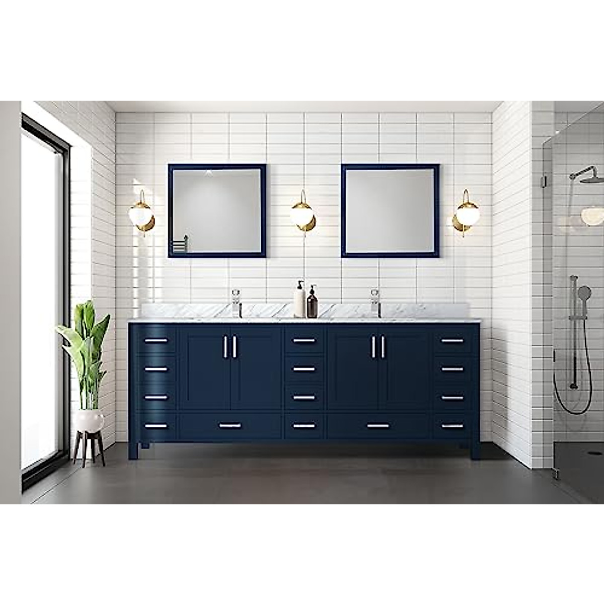 Bell+Modern Big Sur 84 in. W x 22 in. D Navy Blue Double Bath Vanity