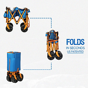 Beach Wagon Cart with Big Wheels, Collapsible Utility Wagon Heavy Duty Folding,Ideal for Outdoor Sand Camping Garden Pet by Old Bahama Bay