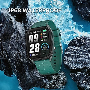 BRIBEJAT Smart Watch for Men Women Compatible iPhone Samsung Android, Voice Assistant & Answer/Make Call, 1.83'' Fitness Tracker IP68 Waterproof, 110+ Sports, Spo2/Heart Rate/Sleep Monitor, BT6
