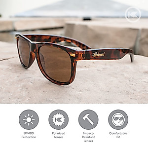 Knockaround Fort Knocks Polarized Sunglasses for Men & Women - Impact Resistant Lenses & Full UV400 Protection, Glossy Tortoise Shell Frames/Brown Lenses'