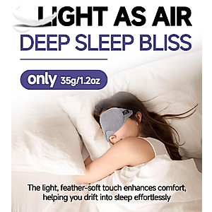 Mavogel Cotton Sleep Eye Mask - Updated Design Light Blocking Sleep Mask, Soft and Comfortable Night Eye Mask for Men Women, Eye Blinder for Travel/Sleeping/Shift Work, Includes Travel Pouch, Grey