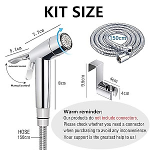 Handheld Bidet Sprayer Toilet Bathroom with Wall Bracket Hose Set, Closestool, Squatting Pan, Water Flower, Floor Cleaning Cloth Diaper for Bathroom Hygiene 3 Set (Note: linker not Included)