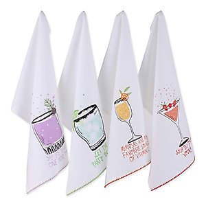 DII Cocktail Collection Kitchen, Dishtowel Set, Dishtowel Set, Sassy Cocktails 4 Piece