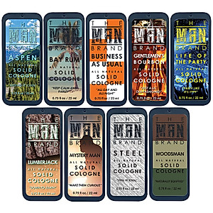 The Man Brand Solid Cologne Sample Set of 9 - Mens Sample Cologne Pack - Mens fragrance Sampler Set - Mens Travel Size Cologne Sampler Set (All or Nothing - 9 Pack - 0.75 oz each)