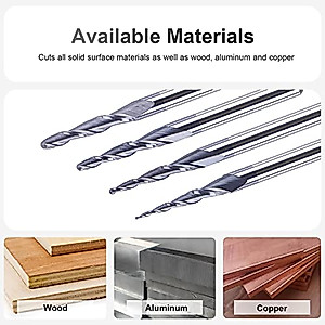 SpeTool 4Pcs/Pack Assorted R0.25~1.0 Tip 1/8" Tapered End Mill Cone Ball Nose Carbide Bit CNC Cutter for Carving Engraving