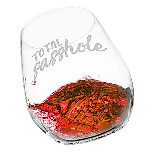 Set of 4 Crude & Rude Funny Wine Glasses (15 oz)- Novelty Glassware Gifts for Women- Hilarious Party, Event, Hosting Fun- Wine Lover Glass w/Funny Sayings- Birthday Wine Gift for Friends- Made in USA