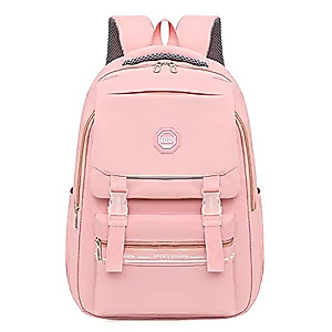 HSD Hope Surged Pink Backpack with 15.6" Laptop Compartment, Bookbag for 12+ years old 17inch Travel Backpack for Women