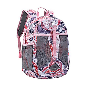 LandTrek Kids Backpack for Girls, Kindergarten Elementary Bookbags, Preschool Backpack, Ideal for School & Travel Backpacks (Tropical Flowers, 17.5")