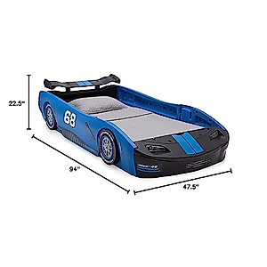 Delta Children Turbo Race Car Twin Bed, Blue
