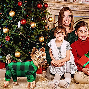 3 Pieces Christmas Dog Pajamas Red Buffalo Plaid Jumpsuit Puppy Bodysuit Pet Pajamas Buffalo Check Cute Apparel Pajamas for Small Medium Dog Cat Chihuahua Puppy Christmas Costume(L (fit 7.7-9.9lbs))