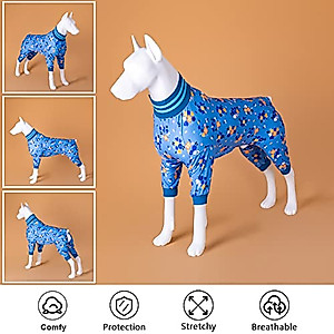 LovinPet Large Dog Pajamas, Base Layer Dog Pjs Under Dog Sweater, UV & Post Operative Protection High Collar Dog Jumpsuit, Stretchy Baby Bouquets Dusk Prints Large Dog Jammies XL