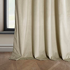 HPD HALF PRICE DRAPES Blackout Solid Thermal Insulated Window Curtain 50 X 84 Signature Plush Velvet Curtains for Bedroom & Living Room (1 Panel), VPYC-SBO161204-84, Angora Beige