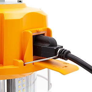 LB74101 100W LED Temporary Work Light 5000K 12500Lm Outdoor Corded Portable Lights with Stainless Steel Guard & Hook for Mine Wharf Job Site Lighting,IP65 Dust Waterproof,Plug-n-Play