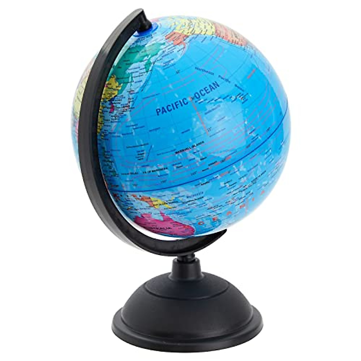 Rotating World Globe with Stand for Kids Learning, Spinning Earth Globe for Classroom Geography Education (8 In)