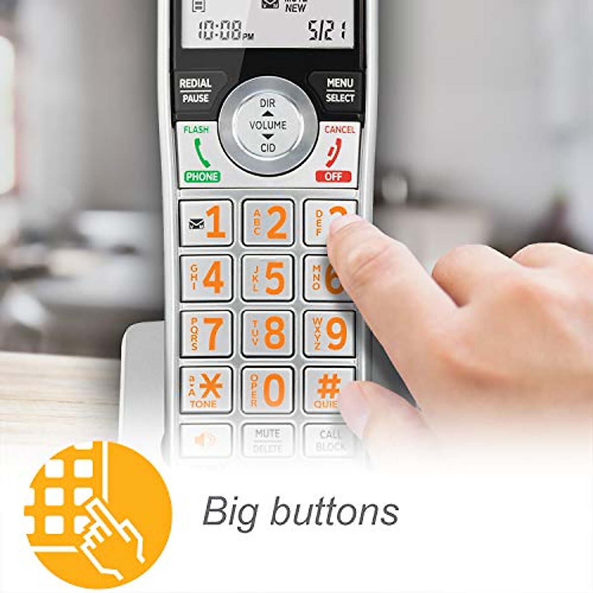 AT&T CL83507 DECT 6.0 5-Handset Cordless Phone for Home with Dual Keypad Base, Answering Machine, Call Blocking, Caller ID Announcer, Intercom and Long Range, Silver/Black