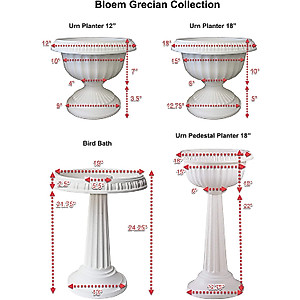 Bloem GU18-00 Grecian Urn Planter, 18", Black