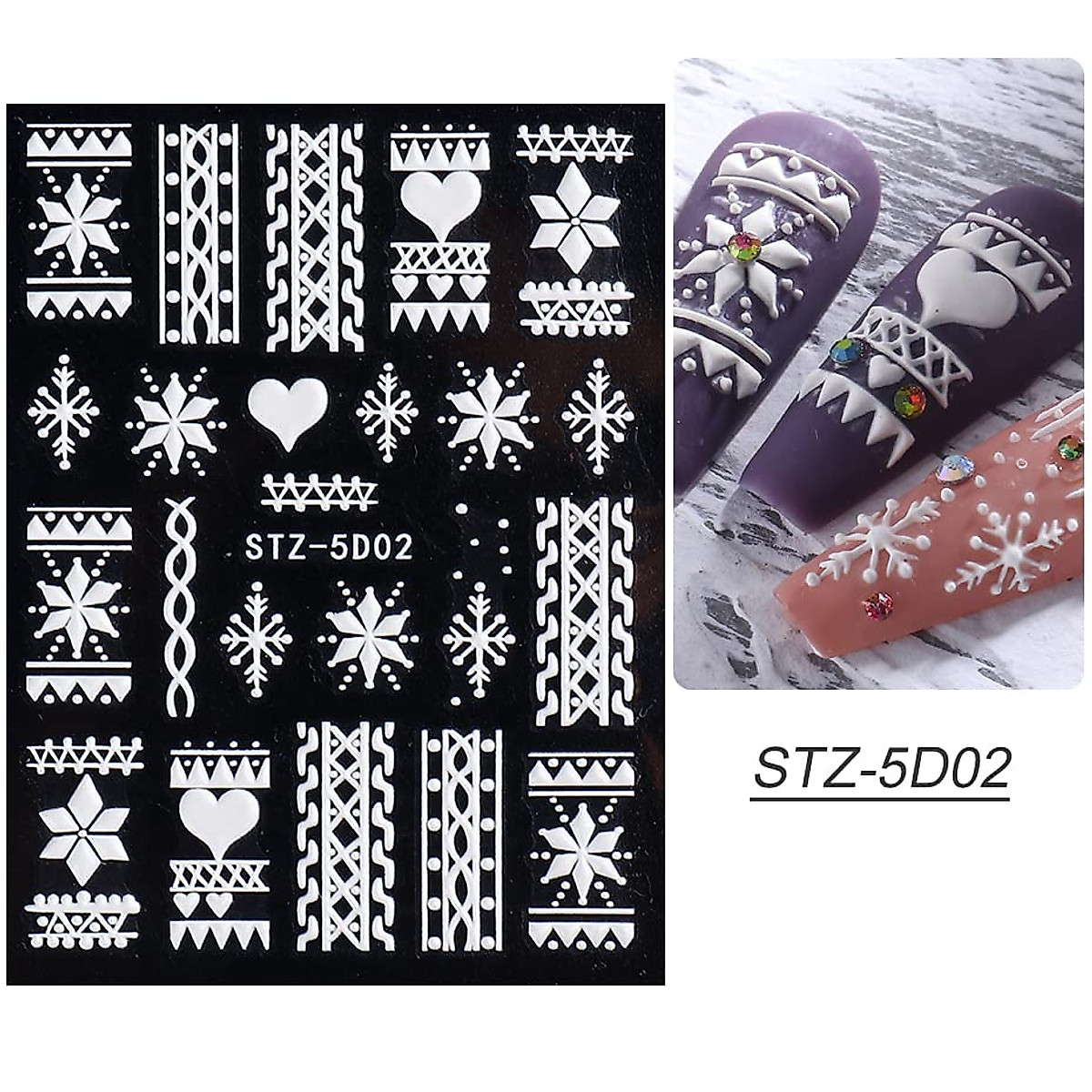 3D Embossed Christmas Nail Art Stickers Decals 4 Sheets 5D Self-Adhesive Pegatinas Uñas Holiday Snowman Snowflakes Nail Supplies Nail Art Design Decoration Accessories