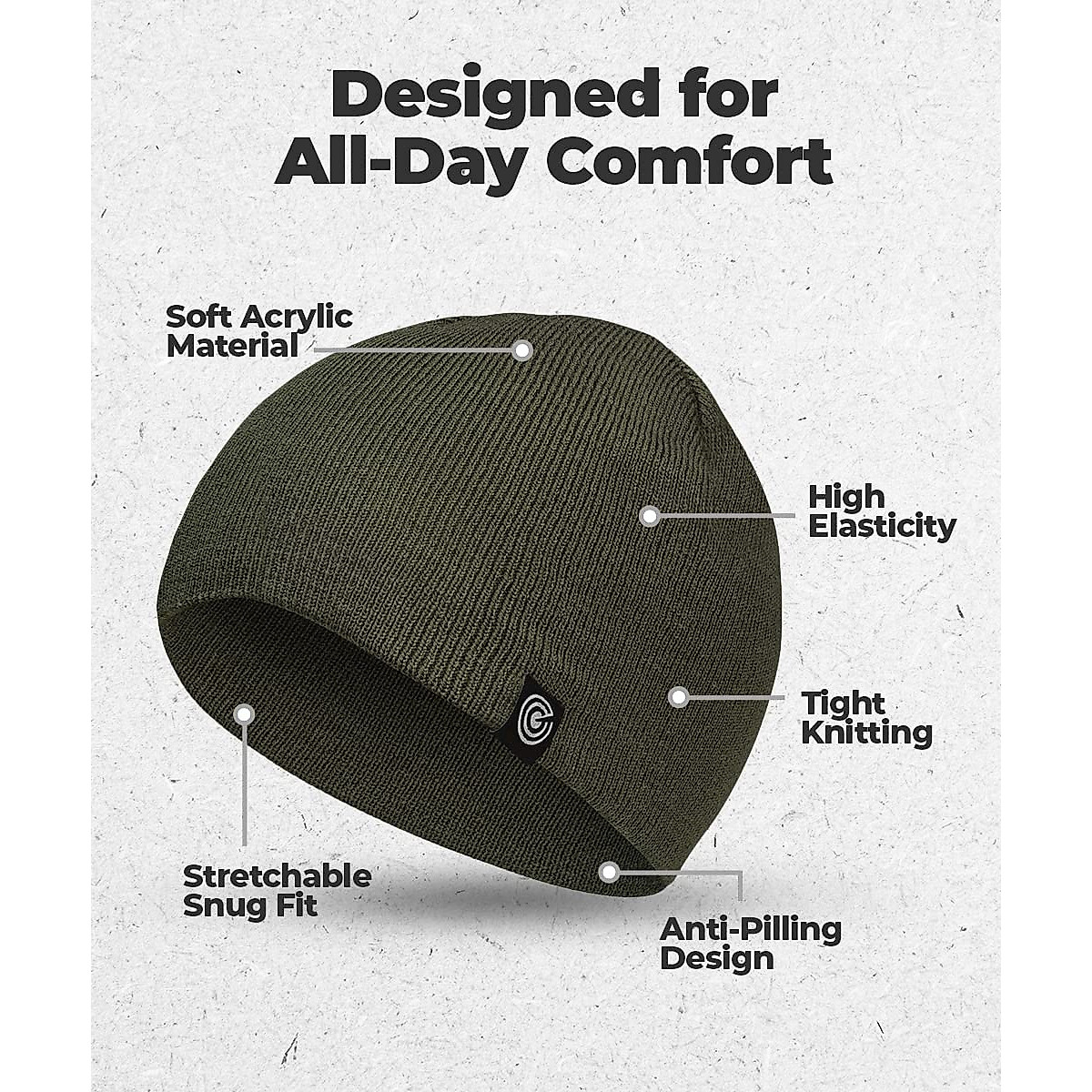 Original Beanie Cap - Soft Knit Beanie Hat - Warm and Durable (Forest Green)