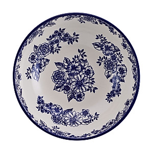 Pfaltzgraff Gabriela Blue Floral Set of 2 Pasta Bowls, 8 Inch, Blue and White