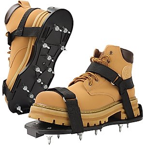 FIETODK Gunite Spiked Shoes, Fully Assembled Epoxy Shoes with 3/4" Short Spikes Perfect for Epoxy Floor, Overlays, Cover Installation (Black)