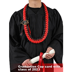 TFTAFAN Graduation Lei Class of 2023 Ribbon Leis Necklace Braided Necklaces gift Party Accessories for Women and Men (black red, 2)