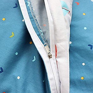 Emenpy 100% Cotton Crib Bedding Set for Infant Boys Girls,3 Pcs Baby Bed Linen Include Duvet Cover,Fitted Sheet,Pillowcase,Nursery Decoration,No Filler(Navy)