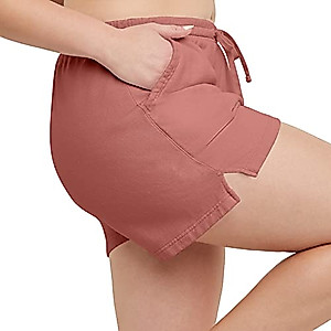 Hanes Originals Garment Dyed, Fleece Women, Sweat Shorts, 3", Nantucket Red