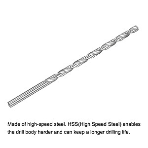 uxcell HSS(High Speed Steel) Extra Long Twist Drill Bits, 8mm Drill Diameter 200mm Length for Hardened Metal Woodwork Plastic Aluminum Alloy 2 Pcs