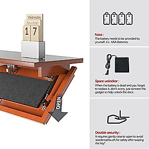 Hidden Compartment Wall Shelf Wood with RFID Lock,Floating Shelves for Walls with Secret Storage Space, 22.5 " X 10.5" X 4" (Dark Wood)
