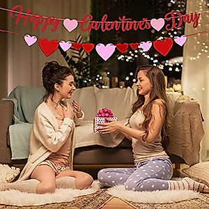 Galentine's Day Banner, Happy Galentines Day Garland Sign, Pink Red Heart Banners Decor Decoration Galentines Day Party Supplies