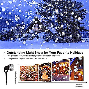 Christmas Snowflake Projector Lights Outdoor Indoor Snow Storm Waterproof LED Snowfall Projection Lamp for Christmas Theme Party Holiday Halloween Home Birthday Party Holiday Garden Decoration