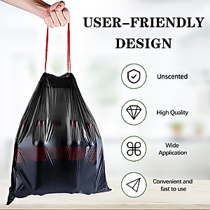 8 Gallon Trash Bags 120 Count Black Drawstring Trash Bags Thick Garbage Bags for Office Kitchen Home Plastic Trash Bags 22.06'' x 25.61'' (Black, 8)