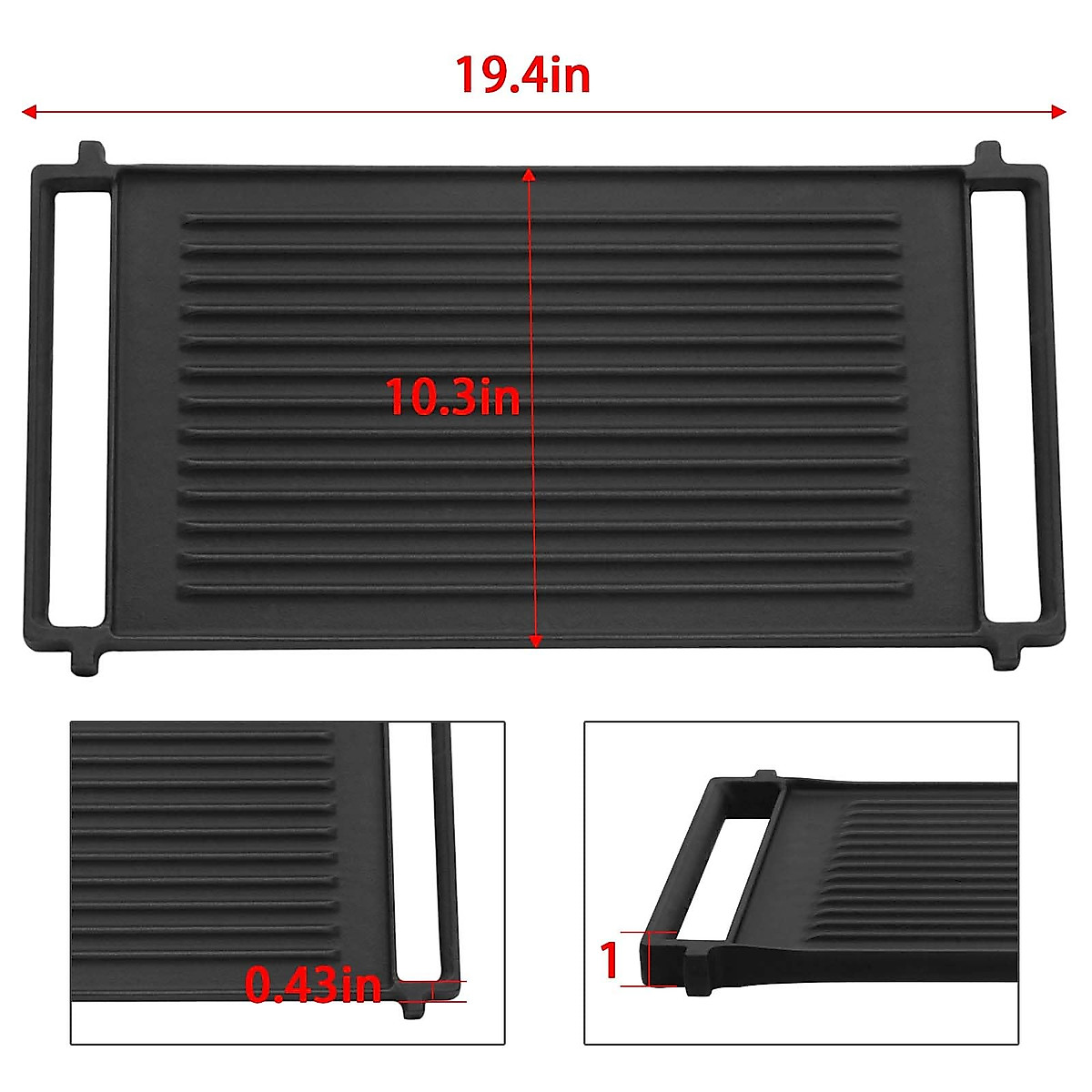 WB31X24998 Griddle Replacement Parts fits WB31X24738 Ge Griddle, 19" x 10" Griddle Plate for GE Stove Parts, Cast Iron Griddle Compatible With ge Stove Griddle Stove Top Griddle for Electric Stove