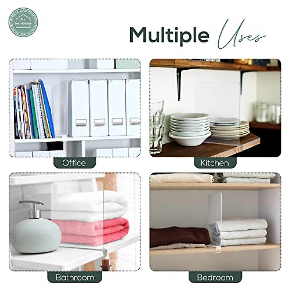 MY DECO CHOICE Shelf Dividers for Closet Organization 8 PCS, Includes a Clothes Folding Board, Shelves Dividers for Closet- Clear Shelf Dividers for Closets,Acrylic Shelf Dividers,Closet Shelf Divider