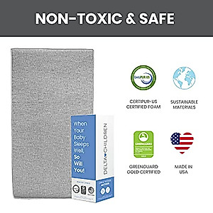 Delta Children Sweet Beginnings Dual Sided Baby Crib Mattress and Toddler Mattress, GREENGUARD Gold and CertiPUR-US Certified, Firm Plant-Based Foam, Waterproof, 5 Year Warranty, Made in USA