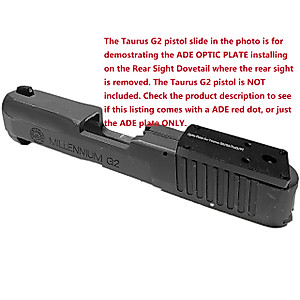 Ade Advanced Optics RD3-006 Green Dot Sight + Optic Mounting Plate for Taurus PT111 G2, Millennium G2, G2C, G3 with Original Rear Sight, PT140 G2, PT709, PT740, TX22 + Pictinny Plate